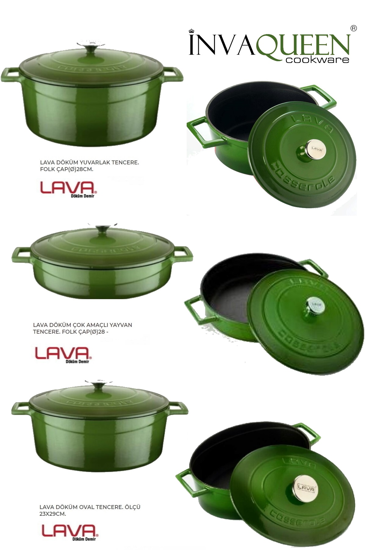 Lava Döküm Folk Orion Advantage Set 28 cm 3 lü ( Yeşil ) – İnvaQueen